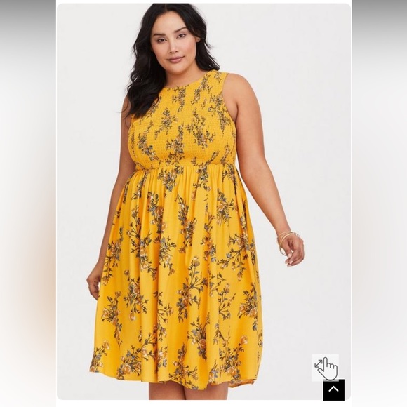 torrid | Dresses | Torrid Midi Challis Smocked Dress Yellow Size 4 ...